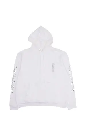 Chrome Hearts Metallic Print Vertical Logo Hoodie - White