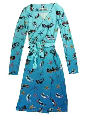 TRAMP IN DISGUISE Ionia Printed Wrap Dress - Blue