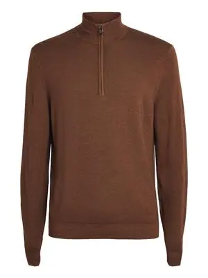 Bogner Virgin Wool Quarter-zip Sweater - Brown