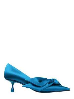 JIMMY CHOO Issy 50 Satin Pumps With Bow Detailing And Pointed Toe - Blue