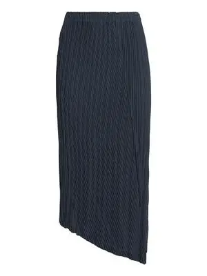 Issey Miyake Asymmetric Pleated Midi Skirt - Blue
