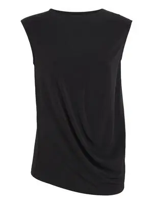 Issey Miyake Sleeveless Drape Jersey Blouse - Black