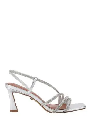 Kurt Geiger Embellished Leather Heeled Sandals - Silver