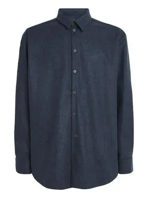 Johnstons Of Elgin Wool-cashmere Overshirt - Navy