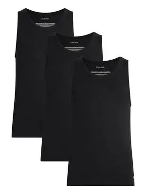 Calvin Klein Stretch-cotton Vests Pack Of 3 - Black
