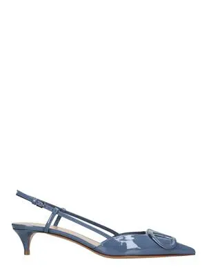 Valentino Garavani Valentino Garavani Leather VLogo Slingback Pumps Blue