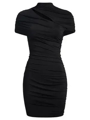 Balmain Jersey Draped Bodycon Mini Dress - Black