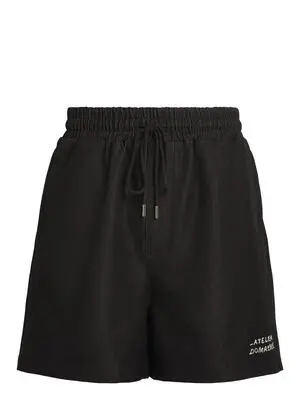 DOMREBEL Domrebel Chambray Baller Shorts With Embroidered Logo