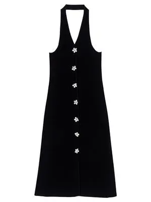 Maje Knitted Halterneck Midi Dress - Black