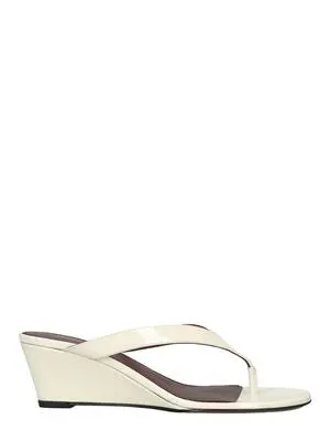 NEOUS Patent Leather Wedge Sandals - Beige