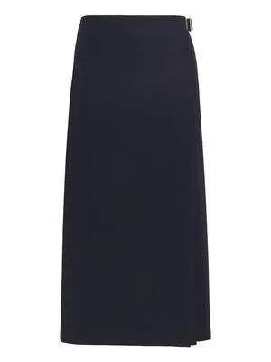 Johnstons Of Elgin X Le Kilt Wool-cashmere Pleated Midi Skirt - Navy