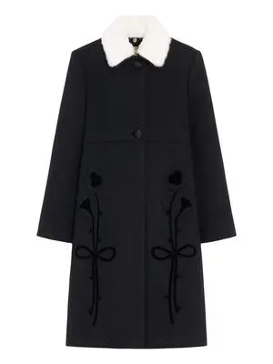 Valentino Garavani Wool-cashmere Embroidered Coat - Black