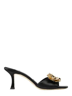JIMMY CHOO Skye 70 Heeled Mules With Floral Embellishments - Black