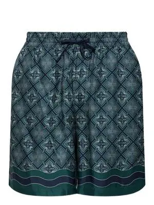Casablanca Radiating Monogram Silk Deck Shorts - Blue
