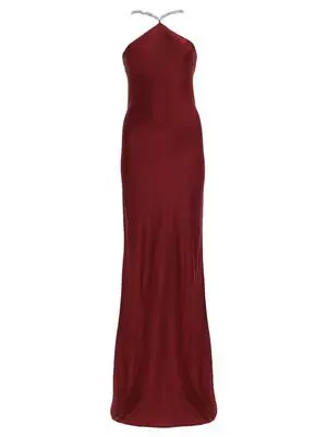 Staud Halter Neck Satin Gown - Red