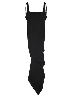 Rick Owens Ruched Asymmetrical Maxi Dress - Black