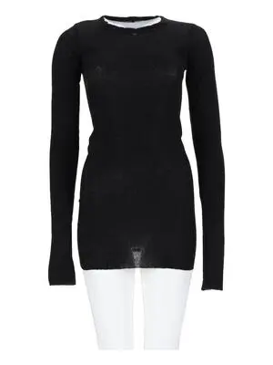 Rick Owens RICK OWENS Long-Sleeve Fitted Sheer Top Black