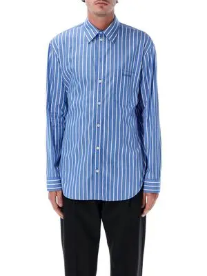 Balenciaga Striped Cotton Button-front Shirt - Blu