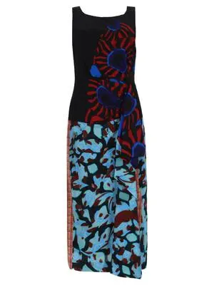 Dries Van Noten Sleeveless Printed Draped Dress - Multicolour