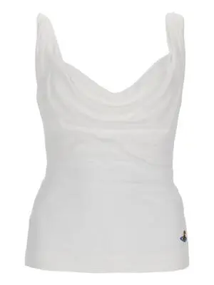 VIVIENNE WESTWOOD Sleeveless Cowl Neck Knit Top - White