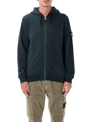 Stone Island Stone Island? No Brand. Brushed Organic Cotton Full-Zip Hoodie With Adjustable Hood And Side Bands Verde