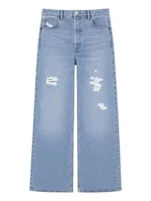 FRAME Distressed Wide-leg Jeans - Denim