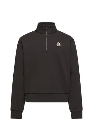 MONCLER MONCLER Cotton Stand Collar Zip T-Shirt With Logo Patch