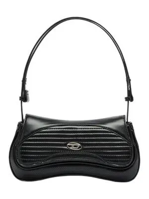 DIESEL® Metal Oval D Logo Mini Shoulder Handbag With Magnetic Flap Closure - Nero