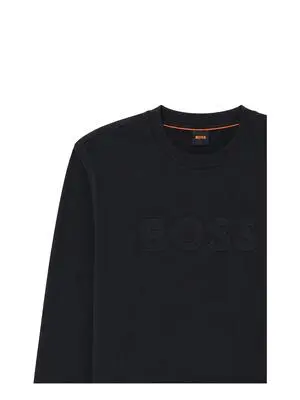 BOSS Logo Embossed Crewneck Sweatshirt - Black