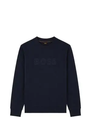 BOSS Embossed Logo Crewneck Sweatshirt - Blue