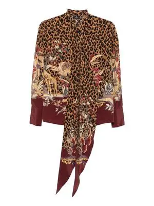 ETRO Etro Printed Silk Shirt With Pussy Bow Detail