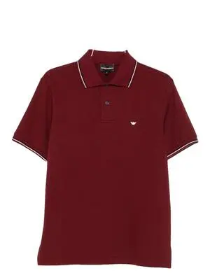 Emporio Armani Logo Cotton Polo Shirt - Red