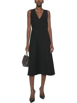 Fendi Wool And Silk Blend Midi Dress - Black