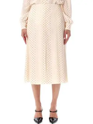 Valentino Garavani Vlogo Signature Print Silk Midi Pencil Skirt - Ivory