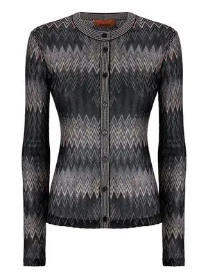 MISSONI Missoni Viscose Lamé Chevron Crewneck Cardigan
