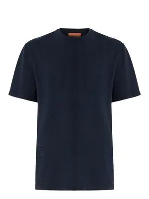 Missoni Tone-on-tone Chevron Cotton And Viscose Crewneck T-shirt - Blue