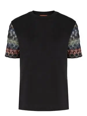 MISSONI Cotton Crewneck T-shirt With Chevron Details