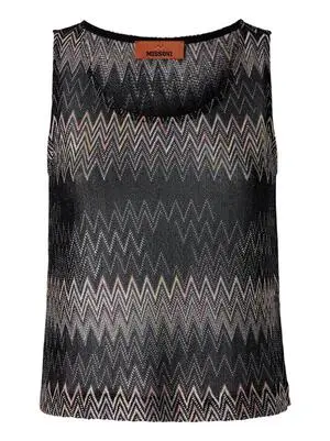 MISSONI Missoni Sleeveless Viscose Lamé Chevron Top