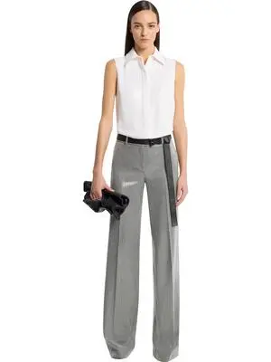 Michael Kors Hansen Sleeveless Sequined Crepe Shirt - White