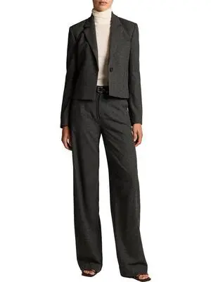 Vince Micro-houndstooth Italian Wool-blend Flannel Wide-leg Trousers - Grey Combo