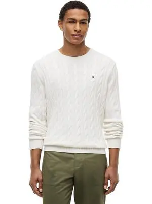 Tommy Hilfiger Cable Knit Crewneck Sweater - Ivory