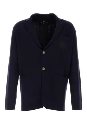 Etro Navy Wool Blend Blazer - Blue