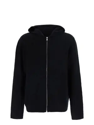 Rick Owens Black Hooded Sweatshirt With Fixed Hood And Front Zip Closure In Cotton For - Multicolor