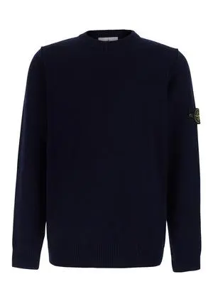 Stone Island Wool Crewneck Sweater With Logo Patch - Multicolor