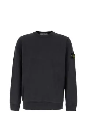 Stone Island Stone Island Men Gray Crewneck Sweatshirt With Logo Patch On The Sleeve In Cotton For Men Gray