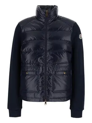MONCLER High-Neck Cardigan With Quilted Front And Logo Patch