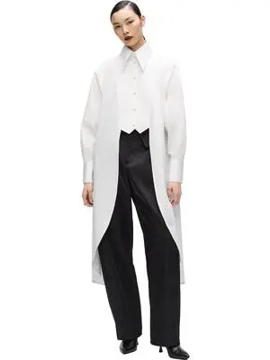 Karl Lagerfeld Kl Studio Layered Long Shirt In Organic Cotton - White