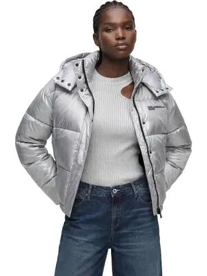 KL JEANS Jeans Cropped Shiny Puffer Jacket - Grey