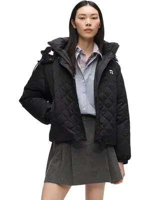Karl Lagerfeld Ikon Quilted Puffer Jacket Black