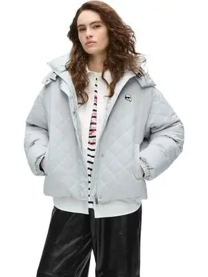 Karl Lagerfeld Ikon Quilted Puffer Jacket Silver